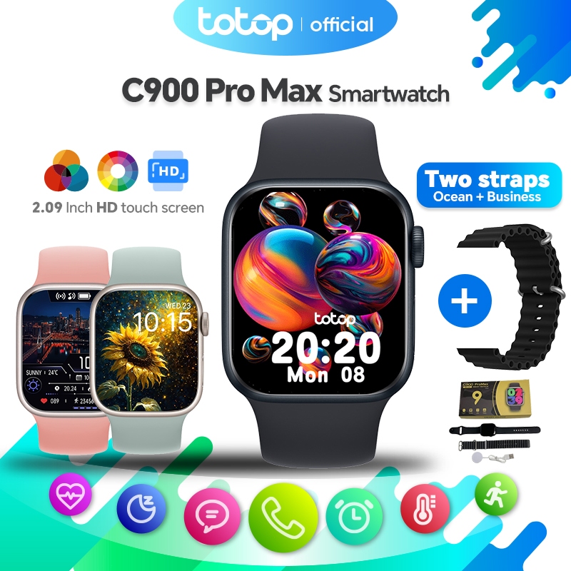Jual Totop SmartWatch C900 ProMax Fashion Bluetooth Smartband Two Straps 2.09 inch HD Screen ...