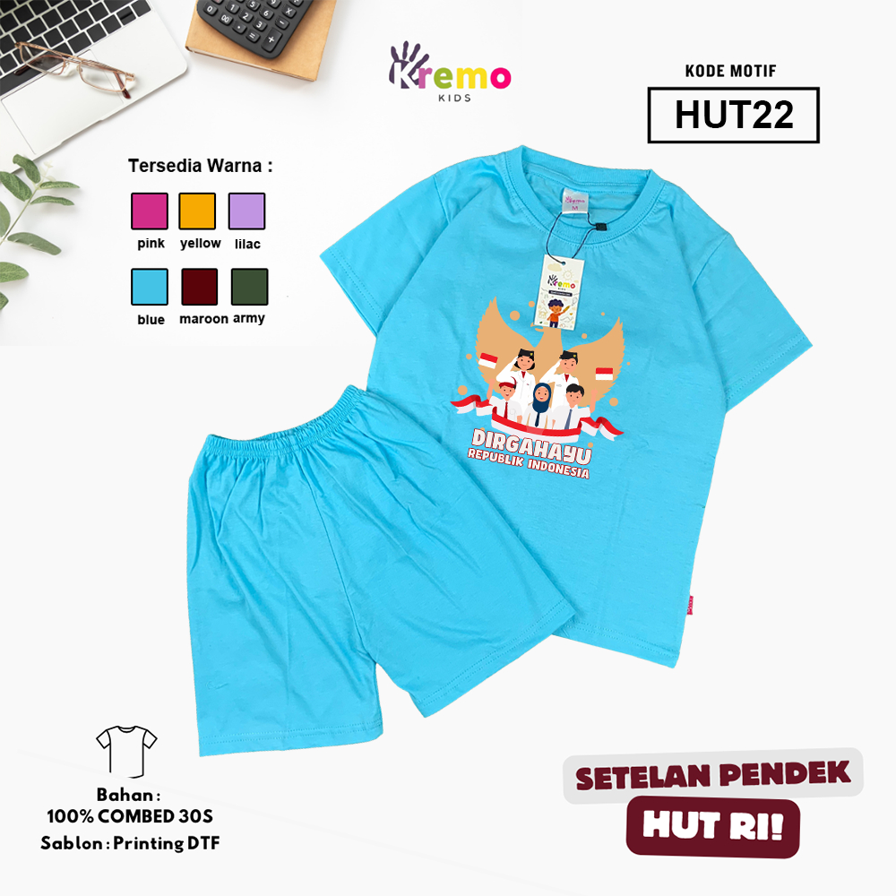 Jual Kremo kids Setelan Pendek Anak Motif HUT RI Series - Bikin Merdeka ...