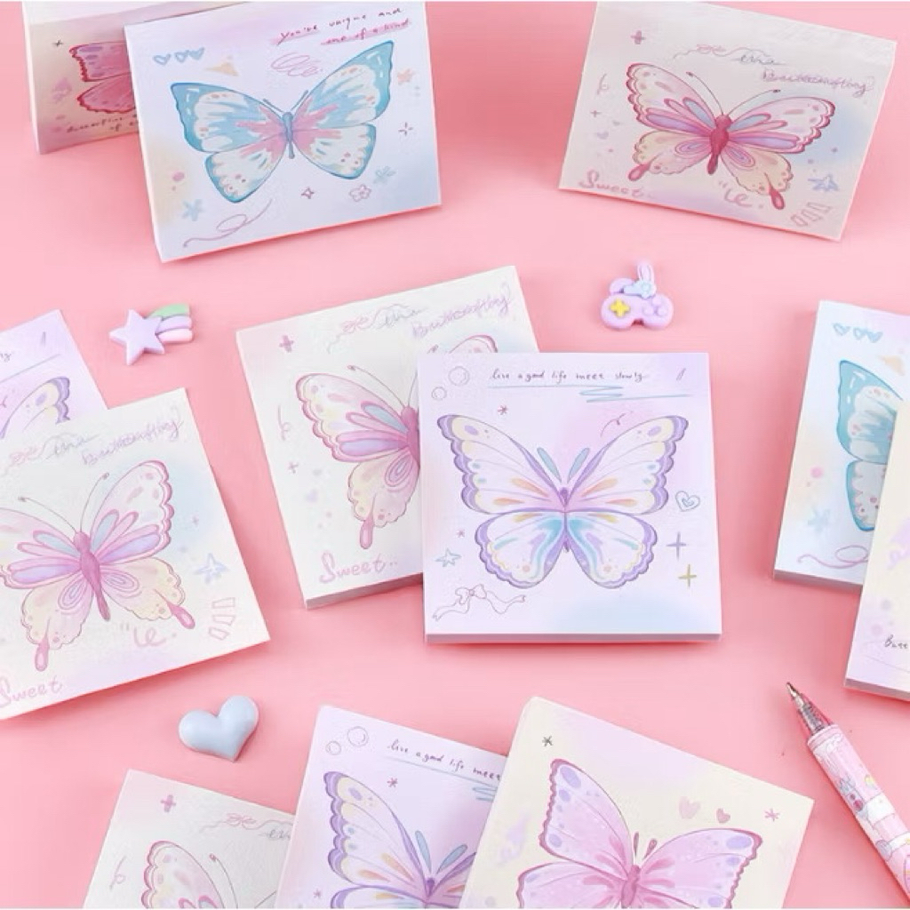 Jual Gradient Butterfly Sticky Note Sticky Notes Aesthetic 80 Lembar ...
