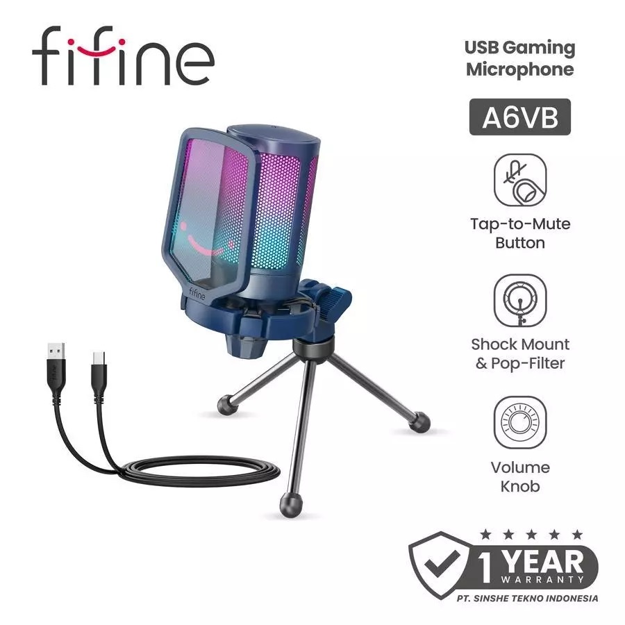 Jual FIFINE AmpliGame A6V USB Microphone with Volume Dial, Mute Button ...