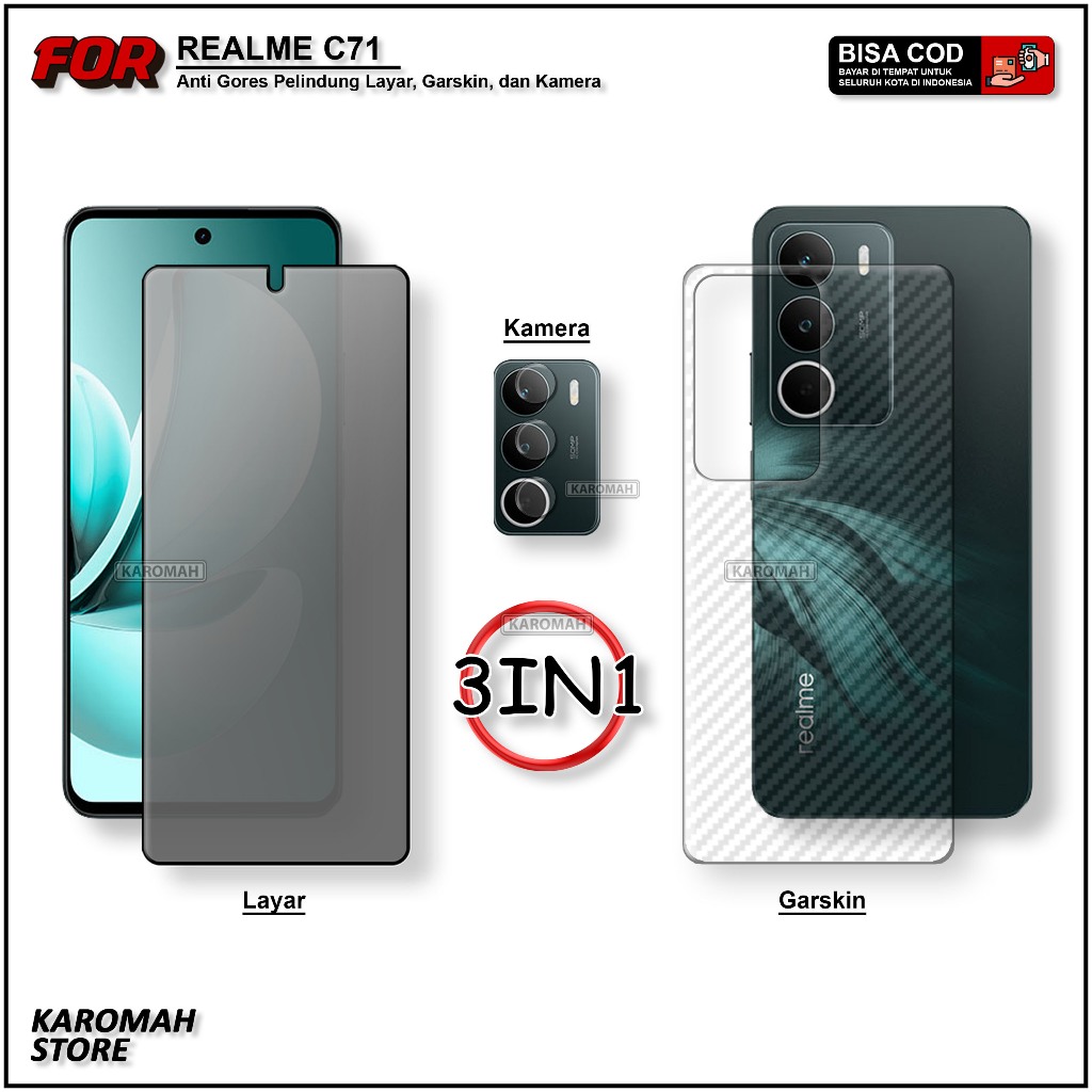 Jual Paket 3in1 Tempered Glass Realme C71 C73 C75 5G C75X Anti Gores ...