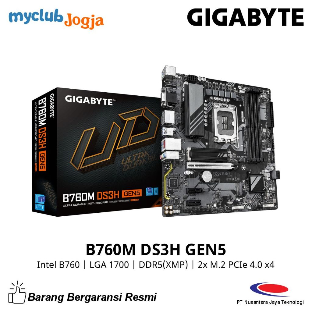 Jual GIGABYTE B760M DS3H GEN5 Motherboard Intel B760 LGA 1700 DDR5 XMP Micro ATX | Shopee Indonesia
