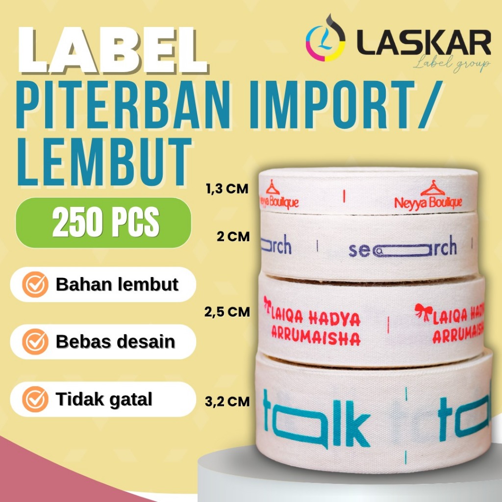 Jual label piterban halus tebal custom printing lebel tag baju nama ...