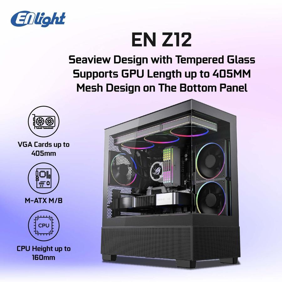Jual Enlight EN-Z12 Casing Pc Gaming M-ATX Include 3 Fan Avalon One ...