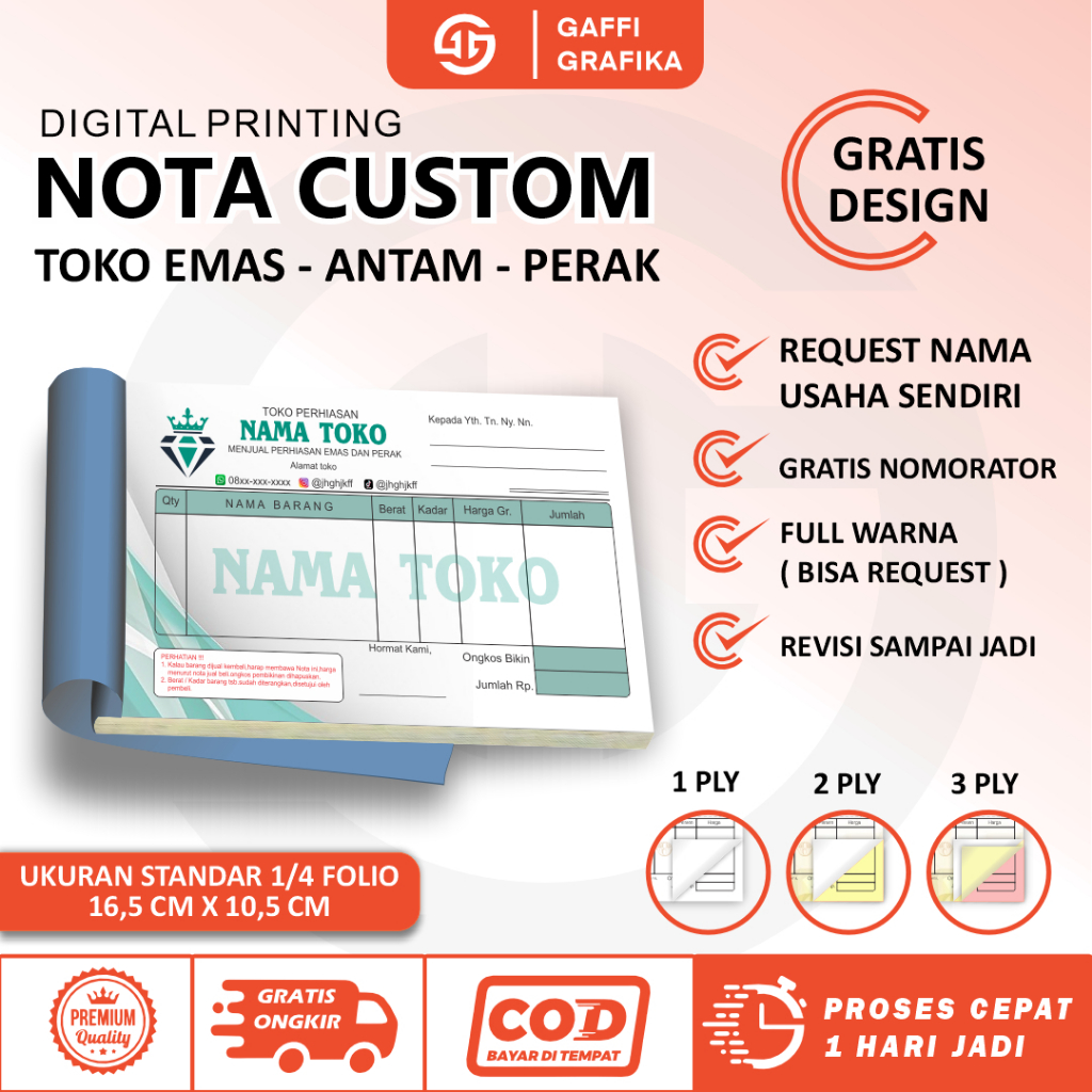 Jual Nota custom 2 ply 1 ply nama usaha sendiri kwitansi bon pembelian ...
