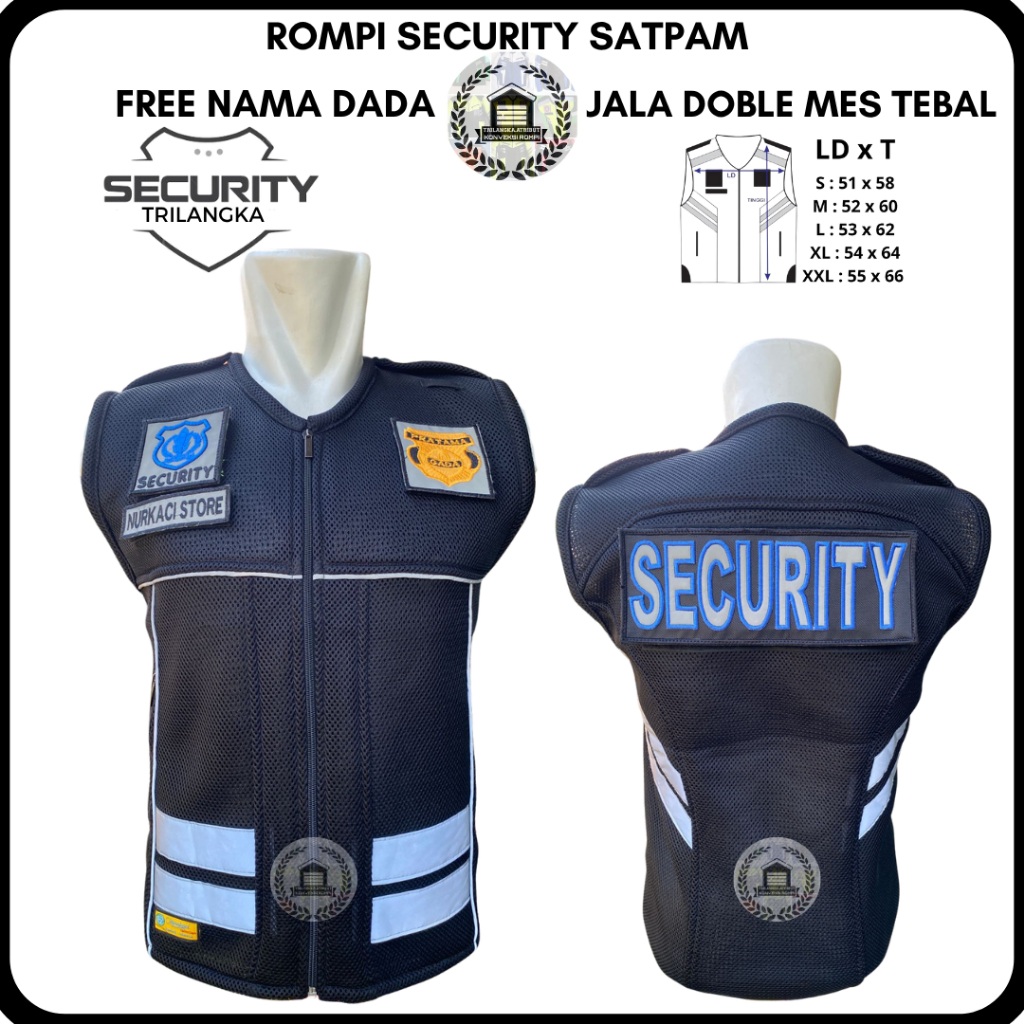 Jual Full Logo Rompi Security Satpam Hitam Model Terbaru Tebal | Shopee ...