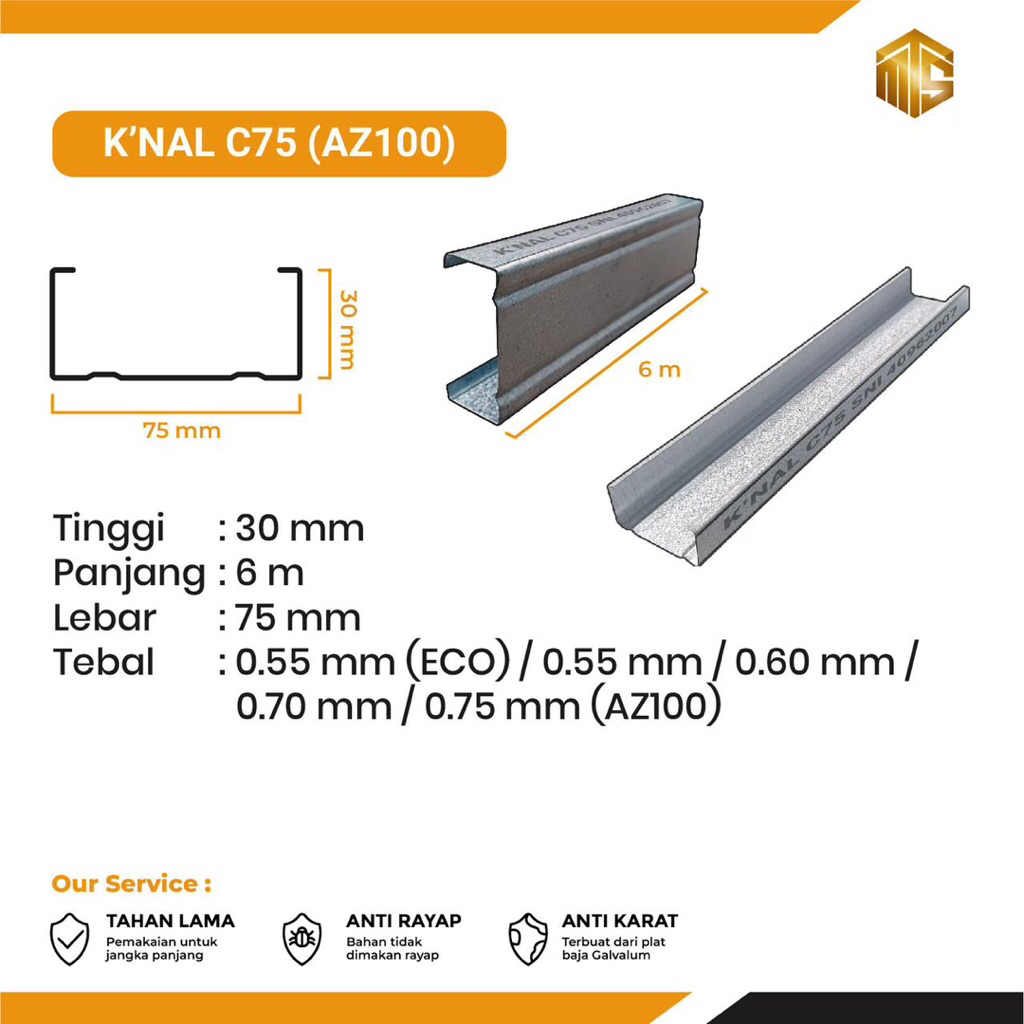 Jual [BAJA RINGAN C75 K'NAL] Baja Ringan Kanal C75/ Baja Ringan Medan ...