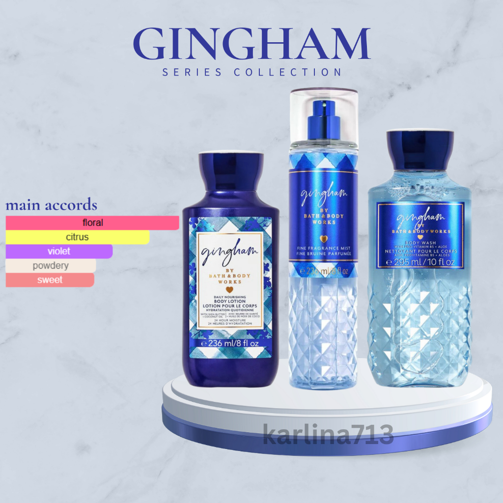 Jual BBW Gingham Biru Series ( Body Mist - Lotion - Shower Gel - Candle ...