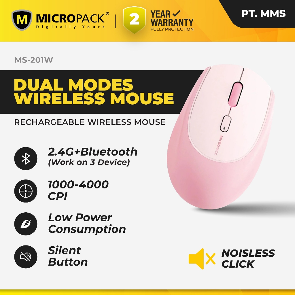 Jual MICROPACK- 100% ORIGINAL MOUSE WIRELESS + BLUETOOTH WIRELESS MOUSE - 2.4G ( MS-201W ...