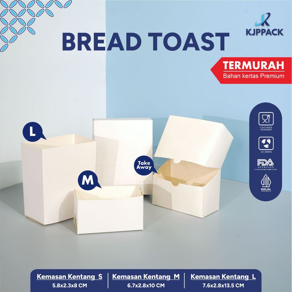 Jual KJPPACK Bread Toast Box Ivory White – Kemasan Toast Cromboloni ...