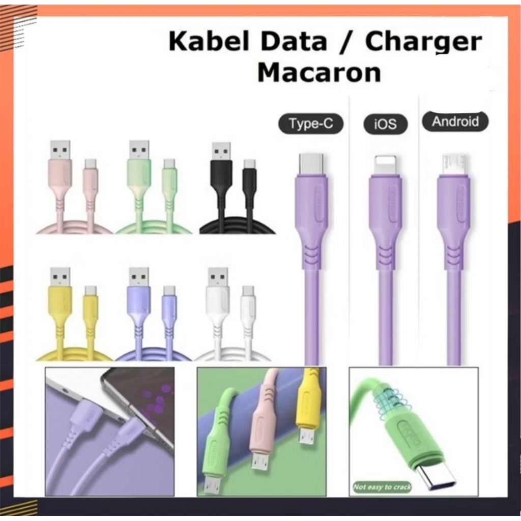 Jual Kabel Data Macaron 2a Fast Charging Usb V8/Micro / Type C / Kabel ...