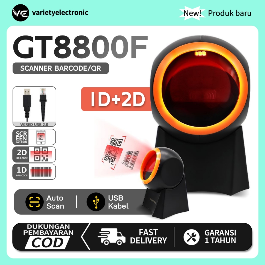 Jual 2D Barcode Scanner 8800F/K AutoScan QR Code & Barcode Scan CMOS ...
