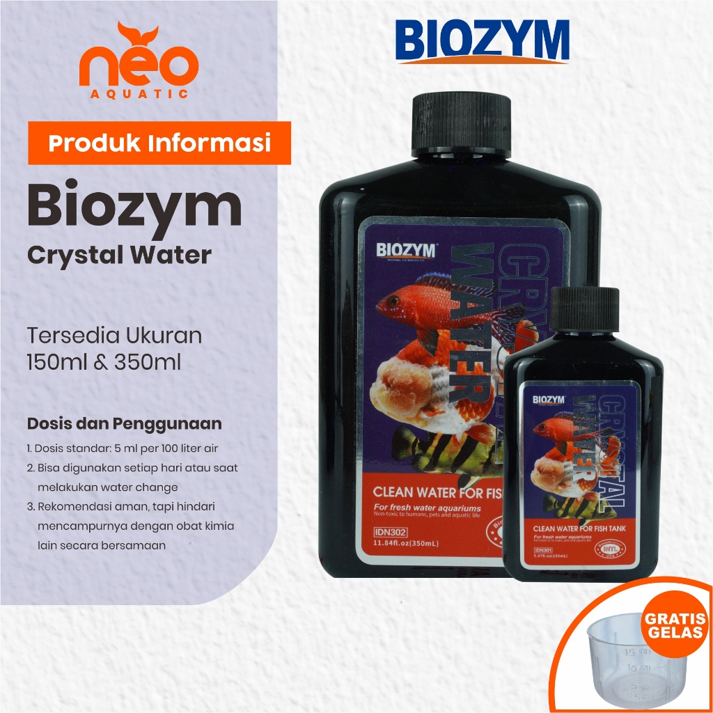 Jual BIOZYM Crystal Water for Fresh Water Fish - 150ml & 350ml (Gratis ...