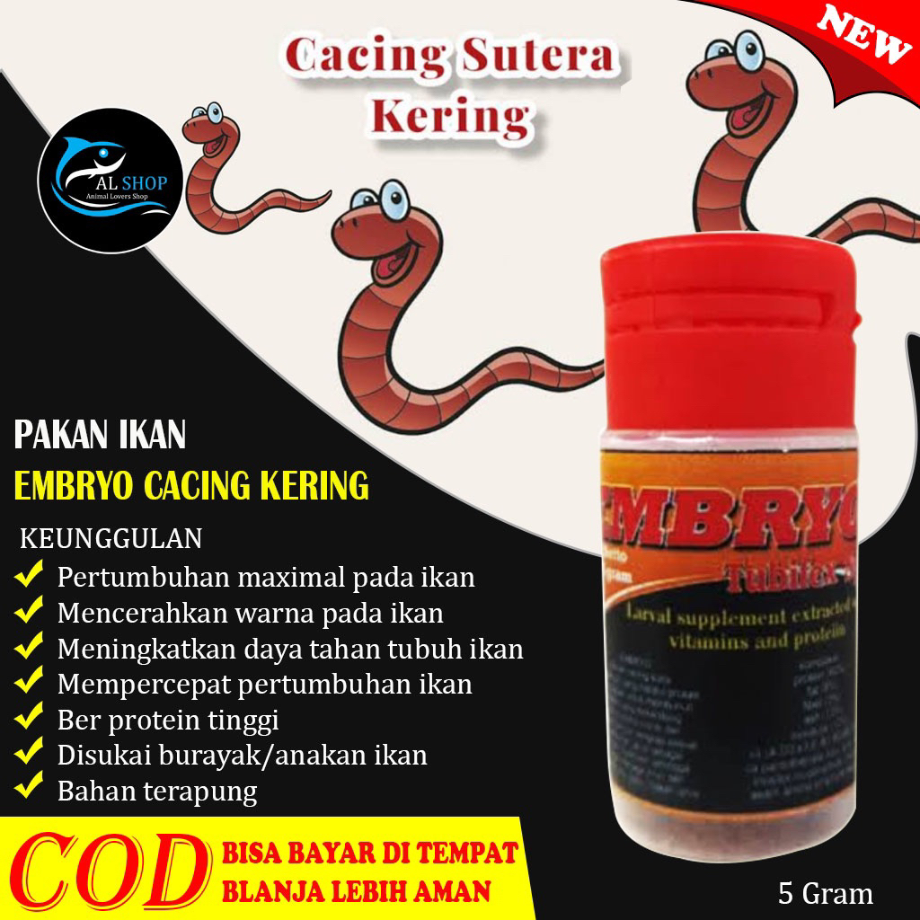 Jual Embryo cacing kering 5gr Pakan ikan Cupang Guppy | Shopee Indonesia