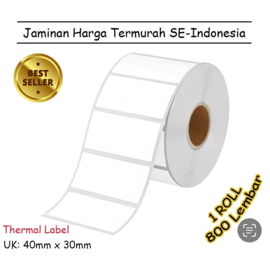 Jual KERTAS RESI LABEL THERMAL BARCODE 40x30 mm (800 Pcs) | Shopee ...