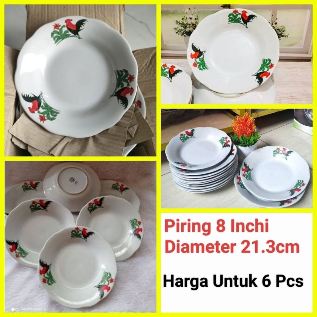 Jual piring makan keramik piring warteg piring keramik AYAM JAGO ukuran ...