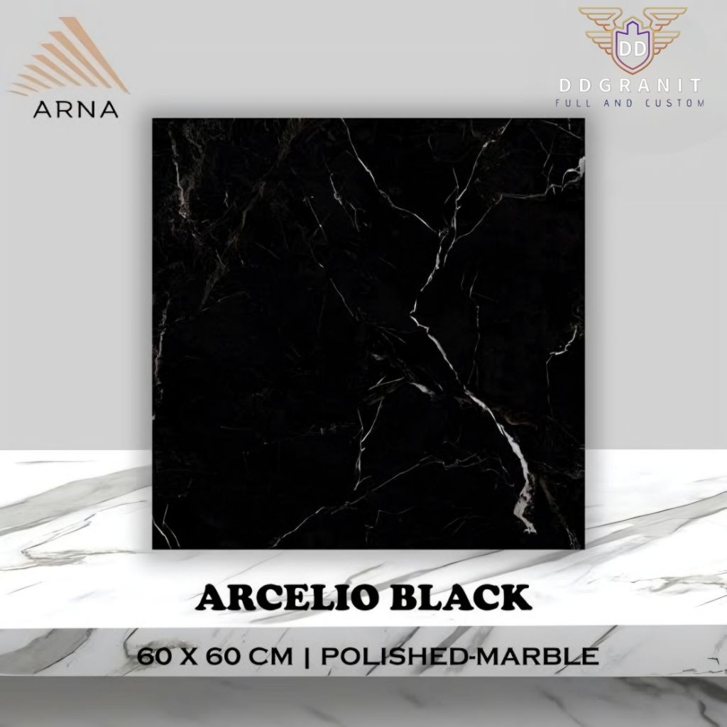 Jual Granit Lantai/dinding 60x60 Arcelio black~Arna | Shopee Indonesia