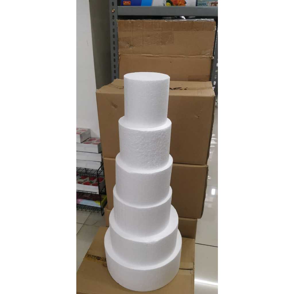 Jual Styrofoam Bulat Tinggi 12 cm Gabus dummy Round cake kue palsu ...