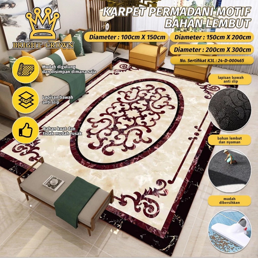 Jual Bright Crown BELI LOKAL Karpet Lantai Eropa UK 100x150cm/150x200cm ...