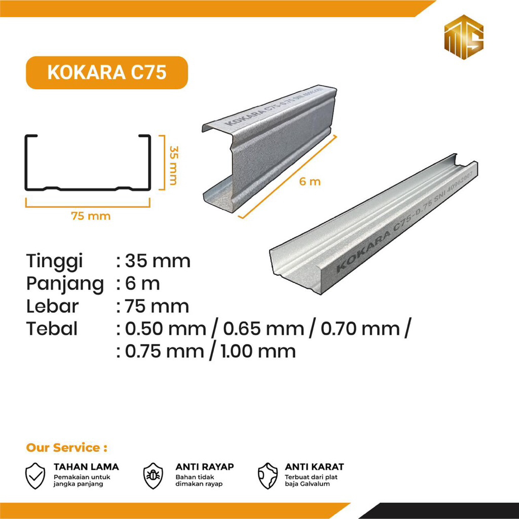 Jual [BAJA RINGAN C75 KOKARA] Baja Ringan Kanal C75/ Baja Ringan Medan/ Baja Ringan Kanal C ...
