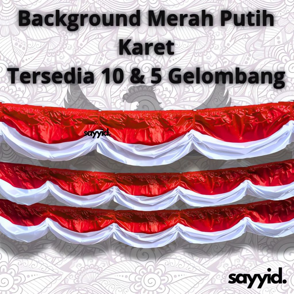 Jual BENDERA BACKGROUND MERAH PUTIH KARET 5 & 10 GELOMBANG [4 & 8 METER ...