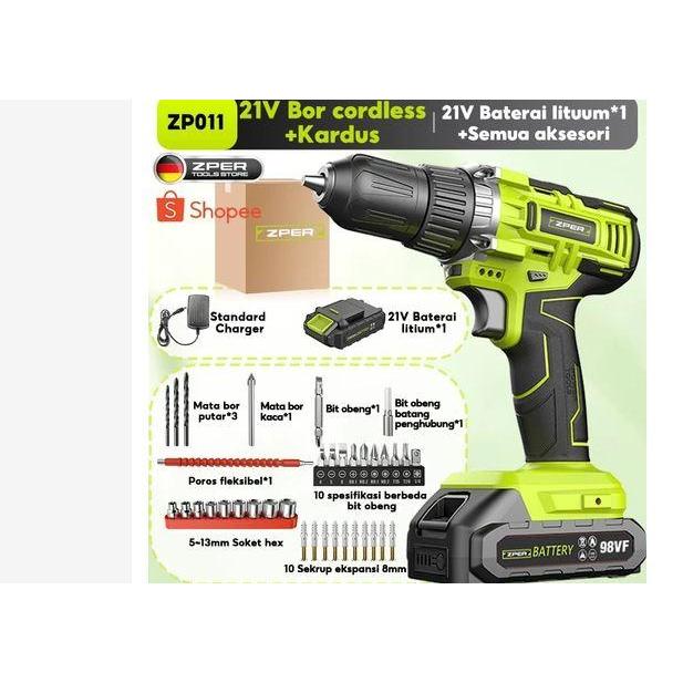 Jual ZPER Mesin Bor Listrik Bor Baterai Cordless Cas Tangan Murah ...