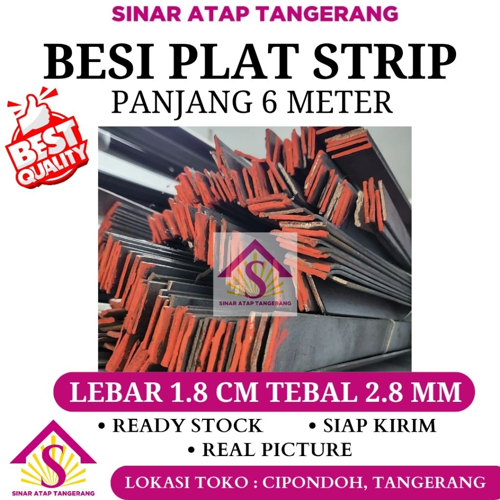 Jual Besi Plat Strip 3 x 19 (Lebar 1,9Cm Tebal 2.8mm) Panjang 6 Meter ...
