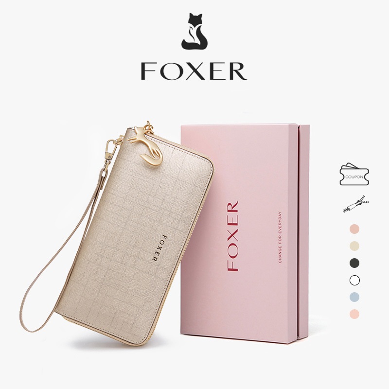 Jual FOXER Dompet Kulit Asli Dompet Ritsleting Wanita Dompet Panjang Dengan Slot Multi-Kartu ...