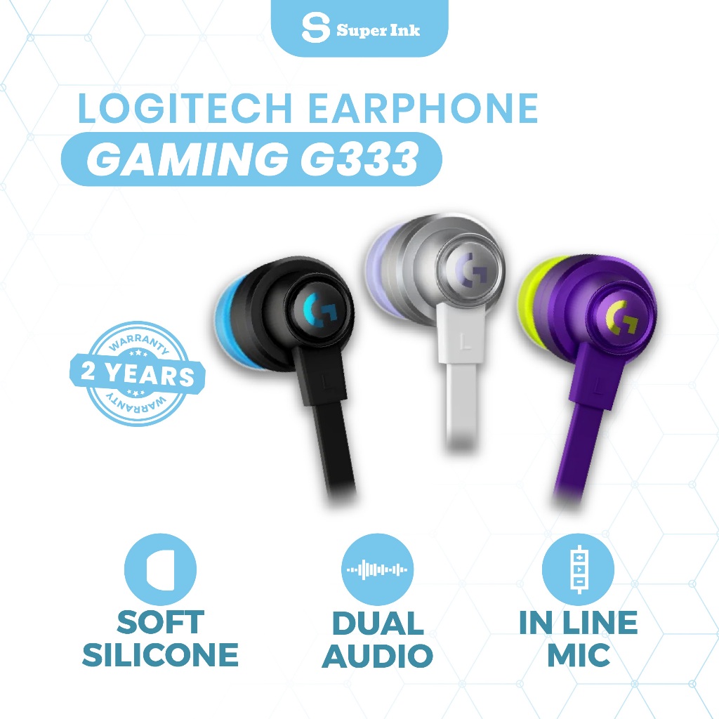 Jual Logitech G333 Gaming Earphone – Dual Driver, Mic & Inline Control ...