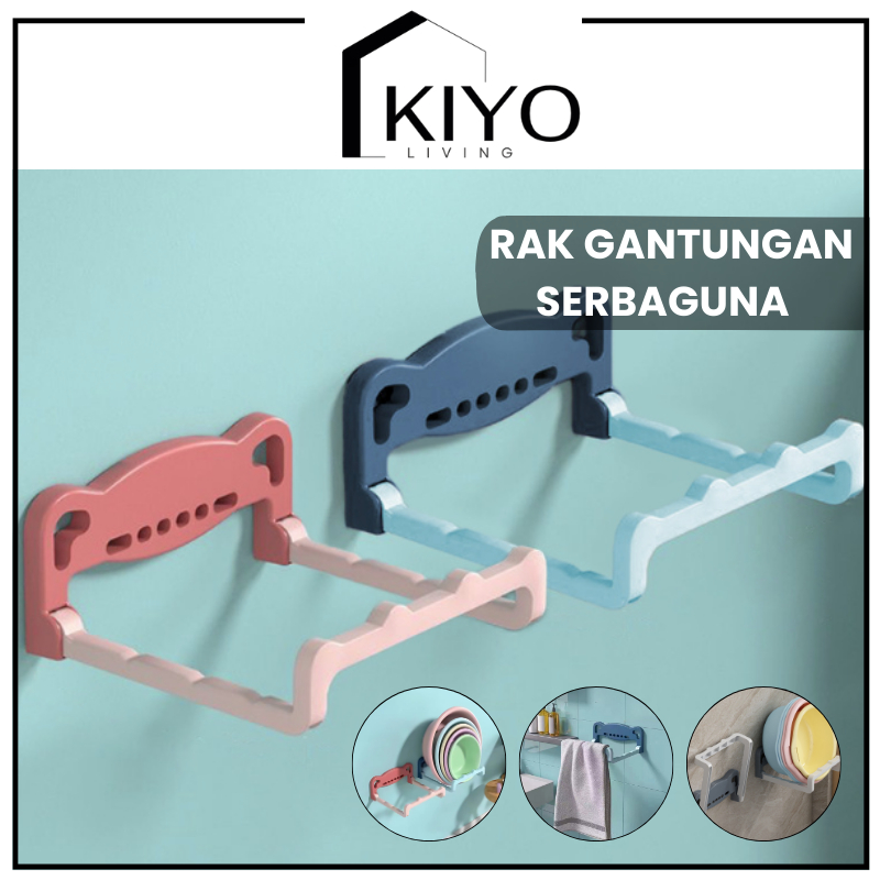 Jual KIYO Rak Gantungan Baskom Dinding / Rak Handuk Kamar Mandi Dapur Serbaguna Tanpa Paku ...