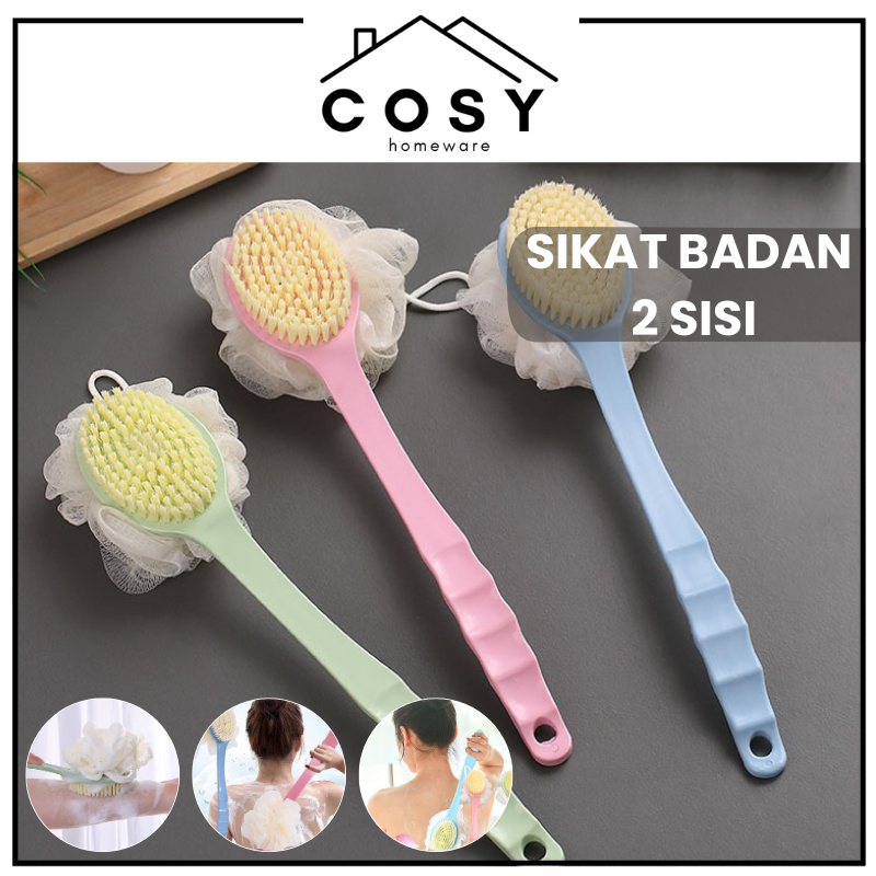 Jual COSY Sikat Badan Punggung Mandi Spons Puff Penggosok Badan Gagang ...