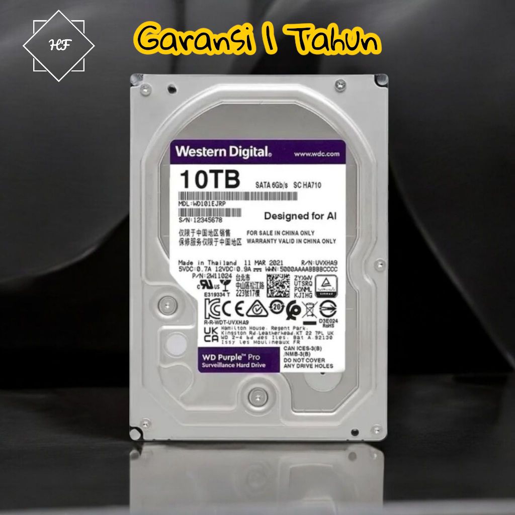 Jual Hardisk Cctv 3TB/4TB/6TB/8TB/10TB WD Purple Surveillance Sata 3.5 ...