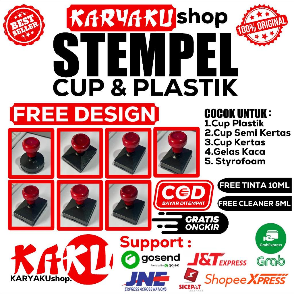 Jual stempel Permanent Gelas Cup / Plastik / Custom-Free Tinta ...
