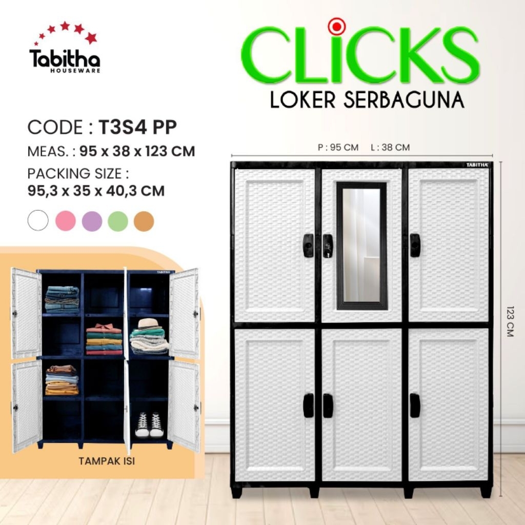 Jual Lemari plastik Tabitha Click Tower 3 susun 4 - 5 loker kabinet ...
