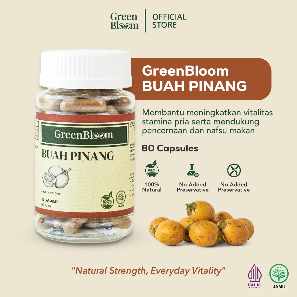 Jual GreenBloom Buah Pinang - Vitalitas Pria, Pencernaan, Nafsu Makan ...