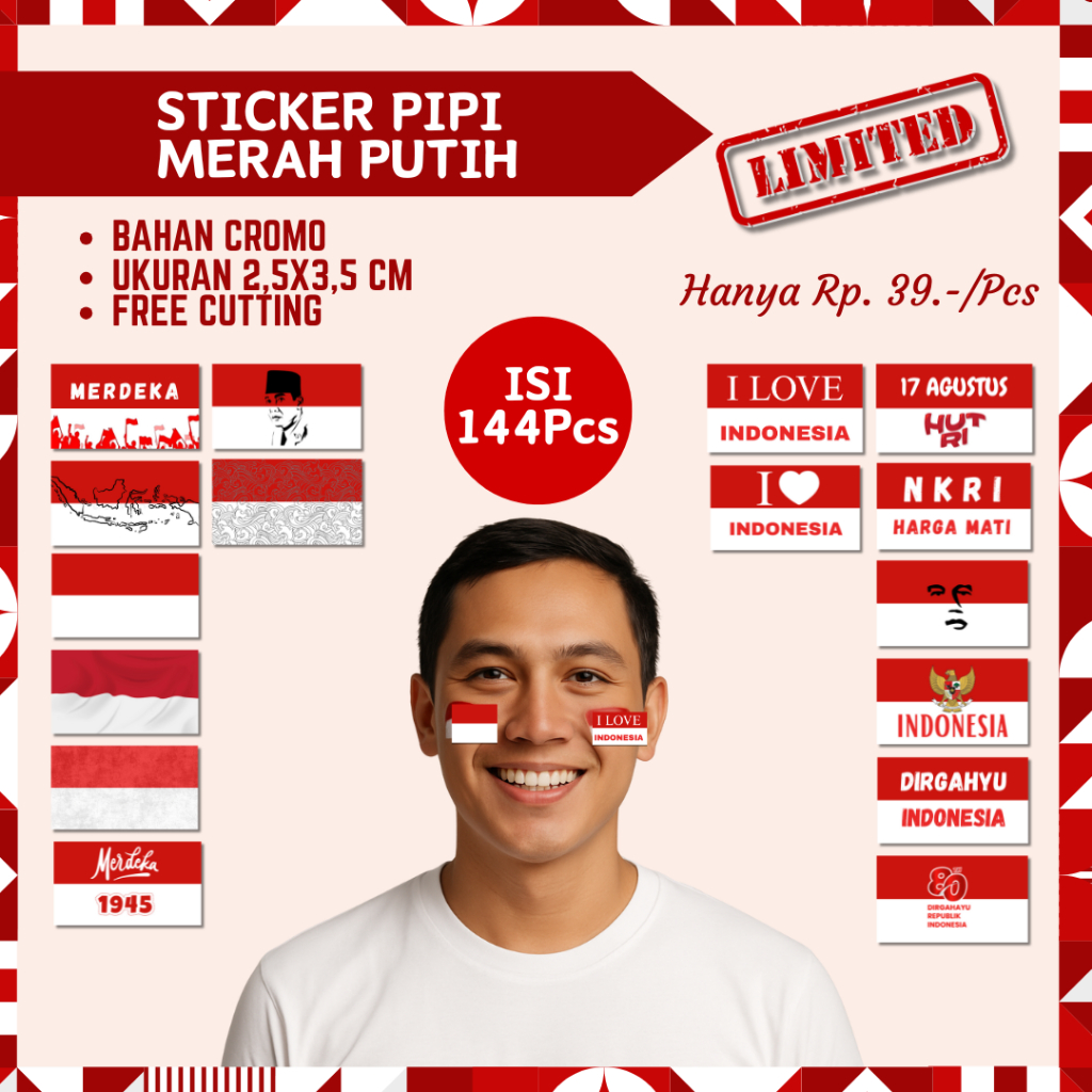 Jual Sticker Pipi [ISI 144PCS] Tema kemerdekaan Indonesia 17 Agustus ...