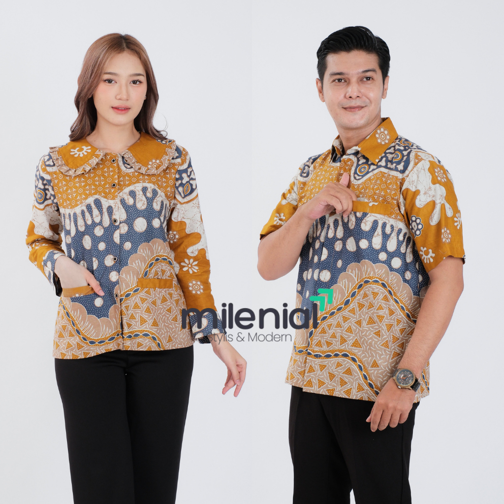 Jual Milenial Batik Couple Atasan Batik Wanita Batik Pria Kemeja Blouse ...