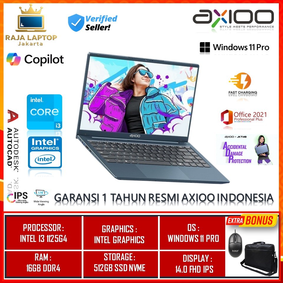 Jual Laptop Murah Axioo Hype 3 G11 Intel Core i3 1125G4 16GB 512GB FHD IPS Windows 11 Pro ...