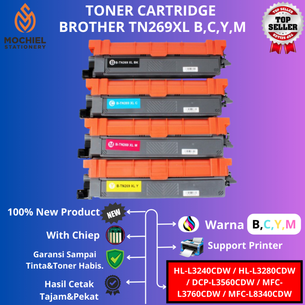 Jual Cartridge Toner Compatible Brother TN 269 TN269 XL (B,C,Y,M) 1SET Printer HL-L3280CDW DCP ...