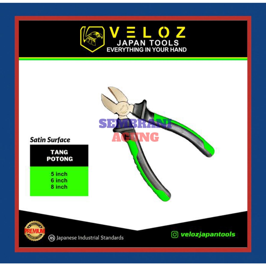 Jual VELOZ TANG POTONG WRENCH 6 INCH PLIERS JAPAN INDUSTRIAL STANDART ...