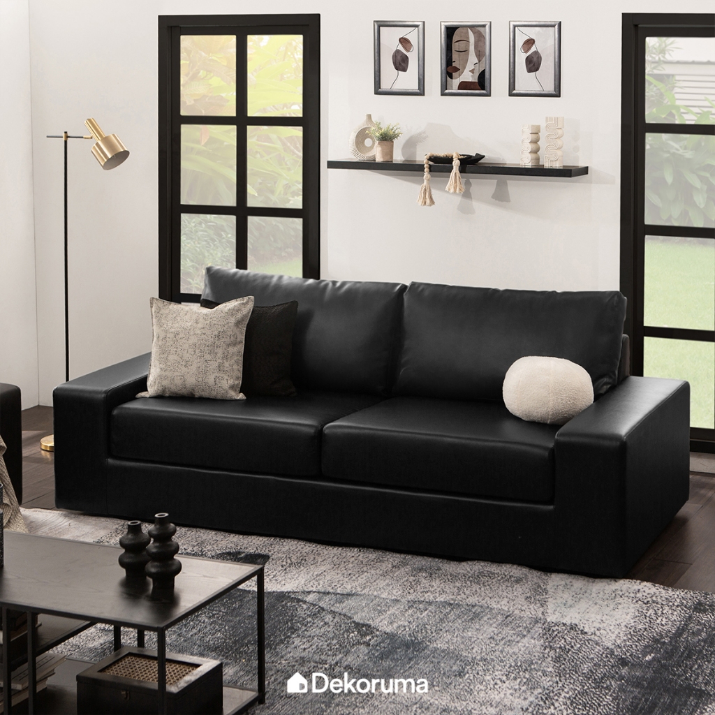 Jual Dekoruma MICHI Sofa Tamu Bahan Kulit 3 Dudukan / Sofa 3 Seater ...