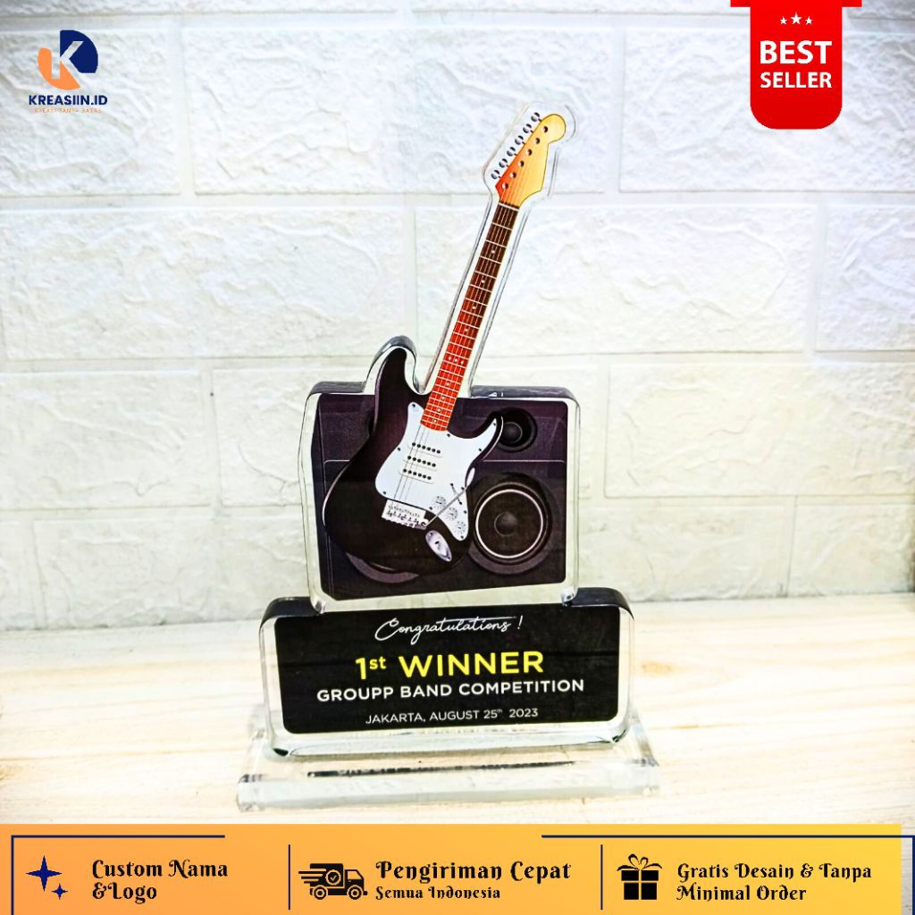 Jual Plakat Musik Custom Akrilik – Desain Gitar / Not Musik Elegan ...