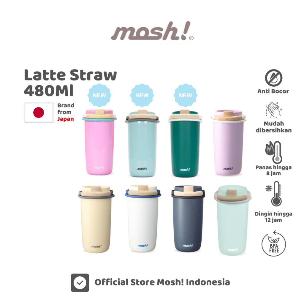 Jual Mosh Straw Latte Tumbler - Botol Minum Stainless Steel 480ML | Shopee Indonesia