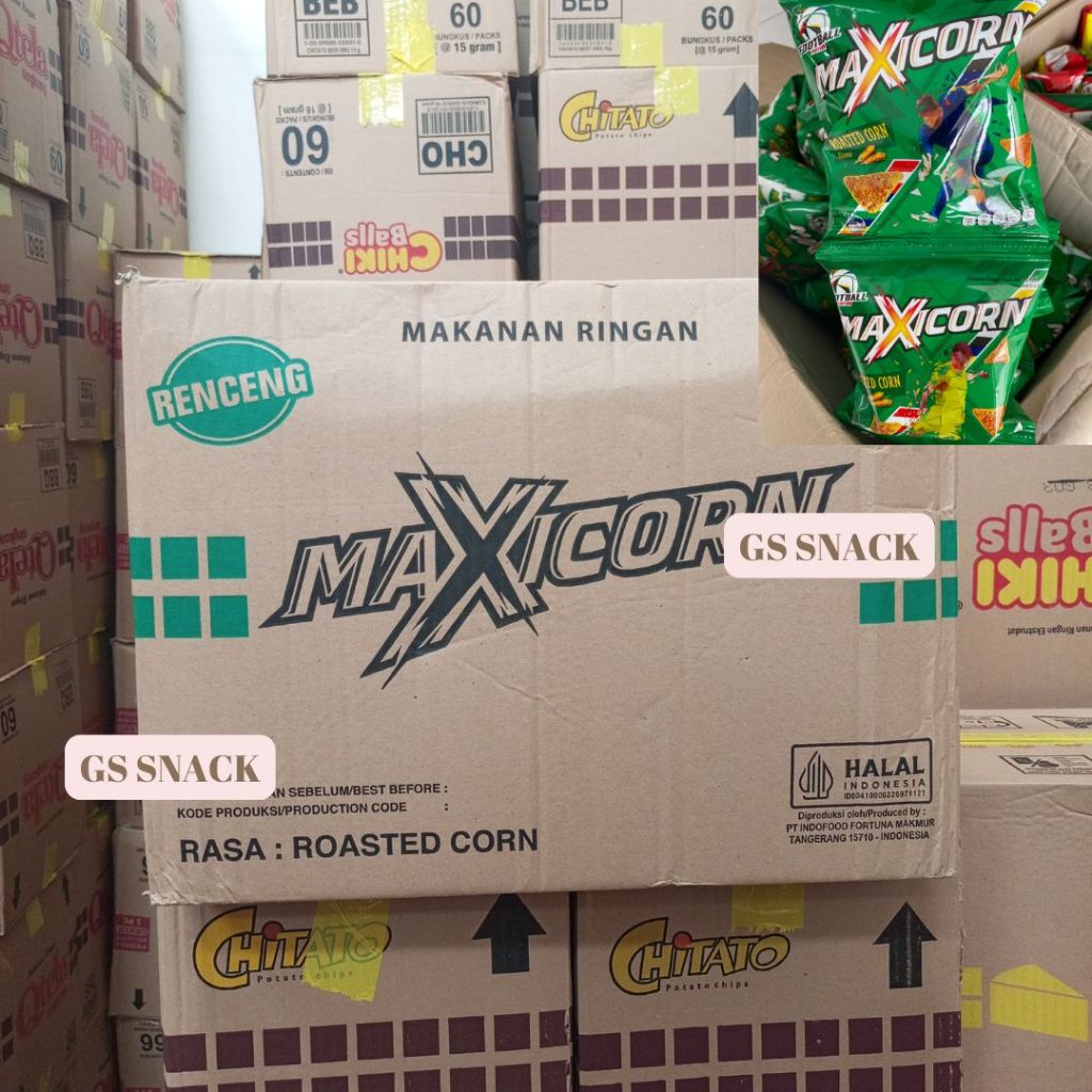 Jual [GSSNACK] 1 DUS ISI 6 RENCENG MAXICORN SNACK RASA JAGUNG TORTILA ...
