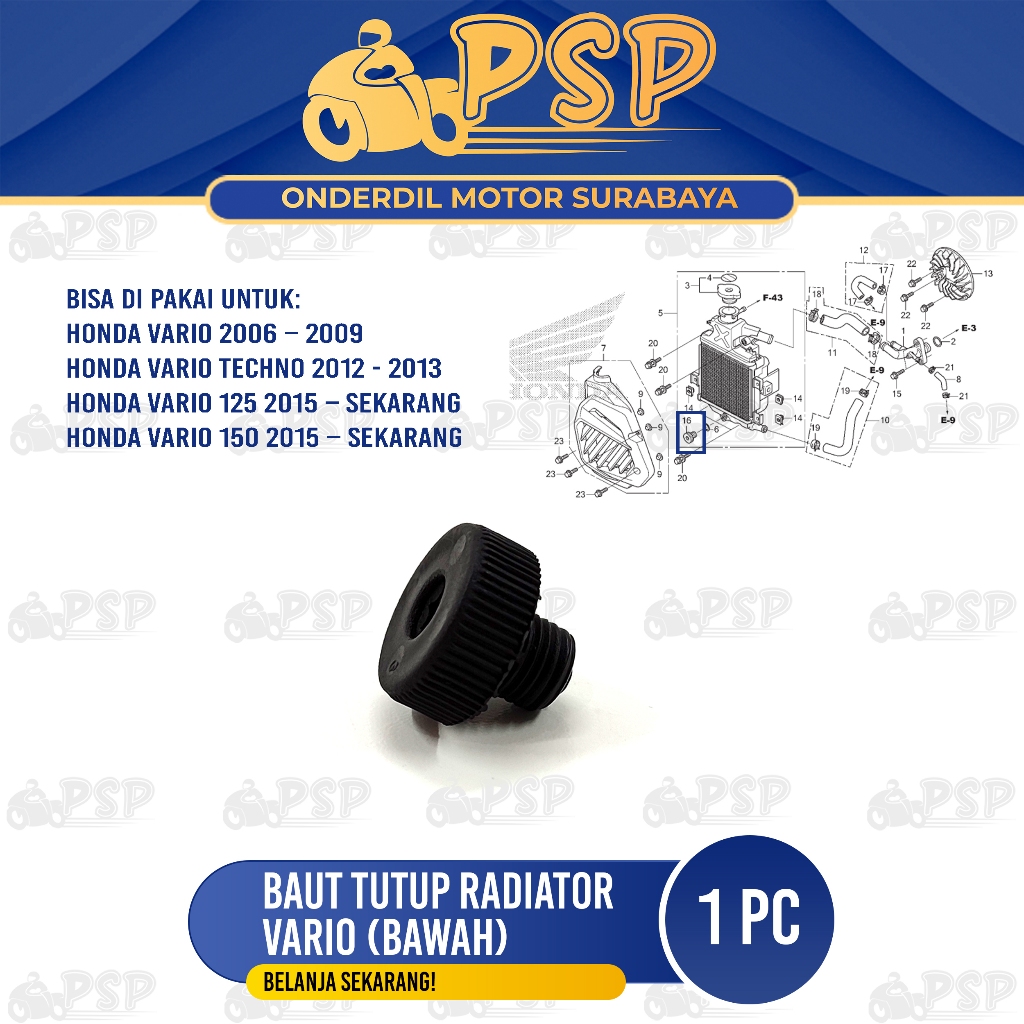 Jual Baut Tutup Radiator Vario (Bawah) - Baud Pembuangan Air Radiator ...