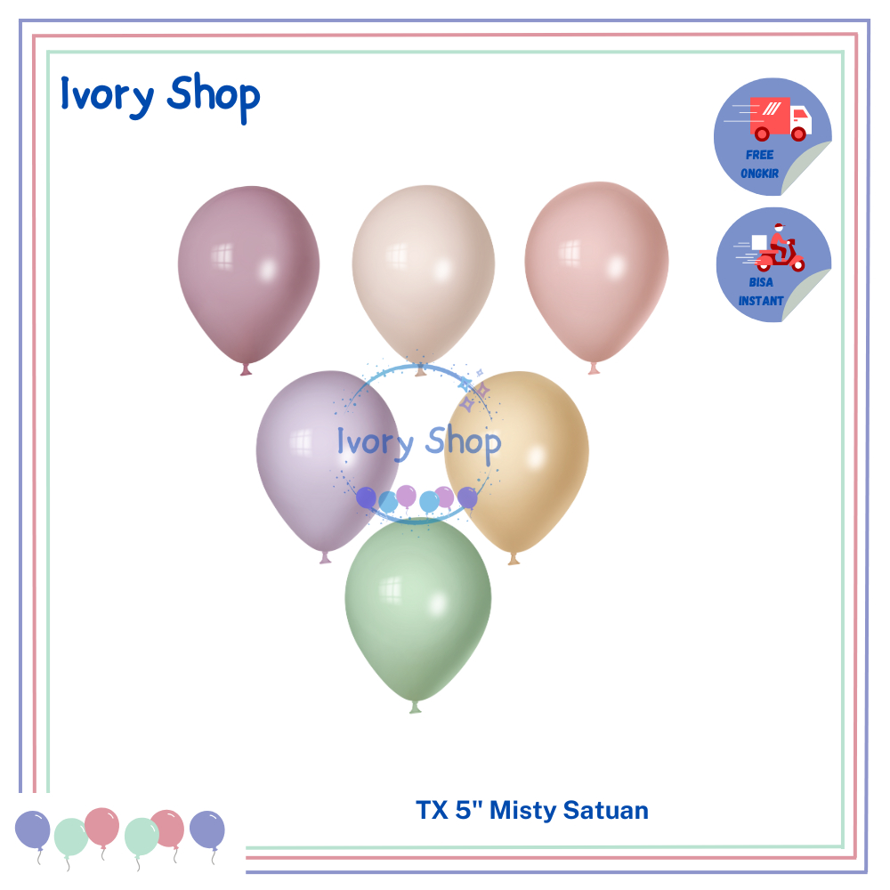 Jual Balon Latex 5 inch Misty 5" Tx Balloon Satuan Tongxuan | Shopee ...