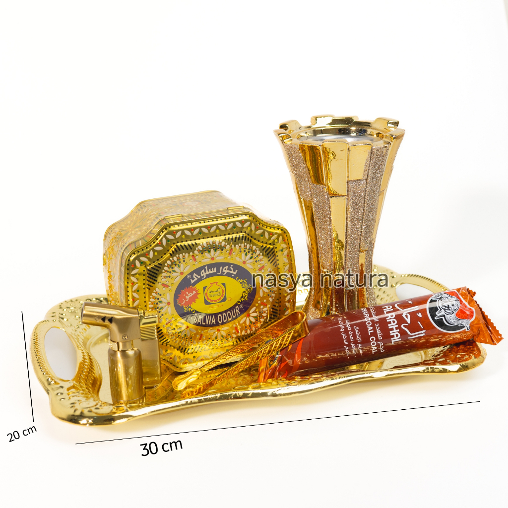 Jual Paket Bukhur Set 6 Produk Gold Mewah Mabkhara Bukhur Nampan Baki ...