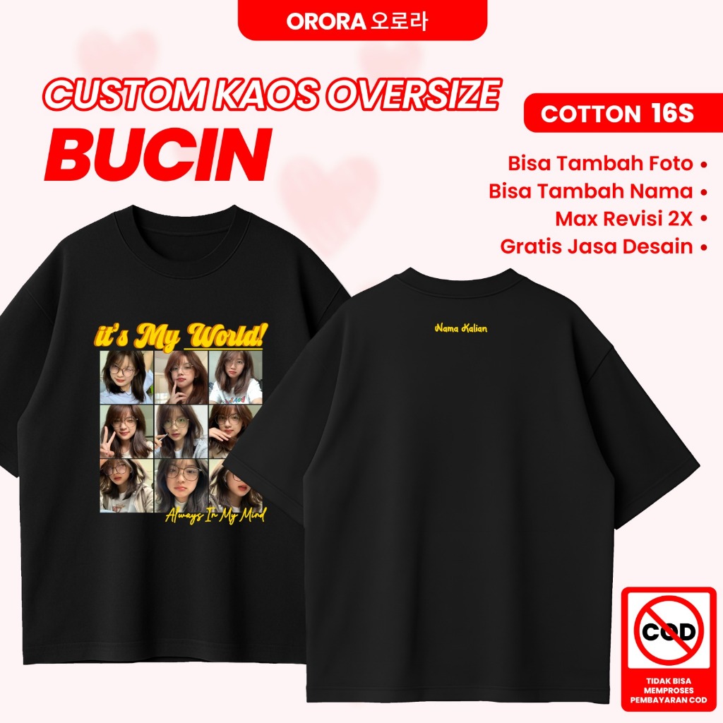 Jual ORORA Kaos Couple Bucin | Kaos Oversize Custom Sablon Foto Bucin ...