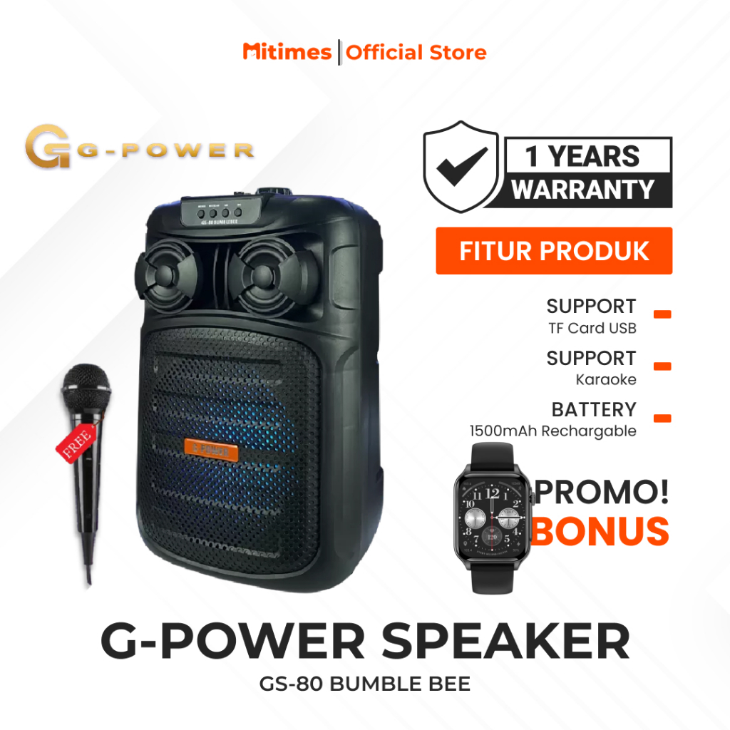 Jual G-Power Speaker GS 80 Bumble Bee Speaker Portable Bluetooth 1500mAh 8 Inch Support Karaoke ...