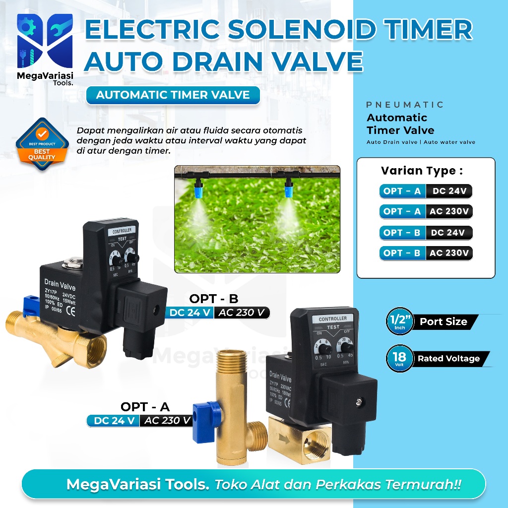 Jual Electric Solenoid Timer OPT-A 1/2 Auto Water Valve 1/2 Inch 16Bar ...